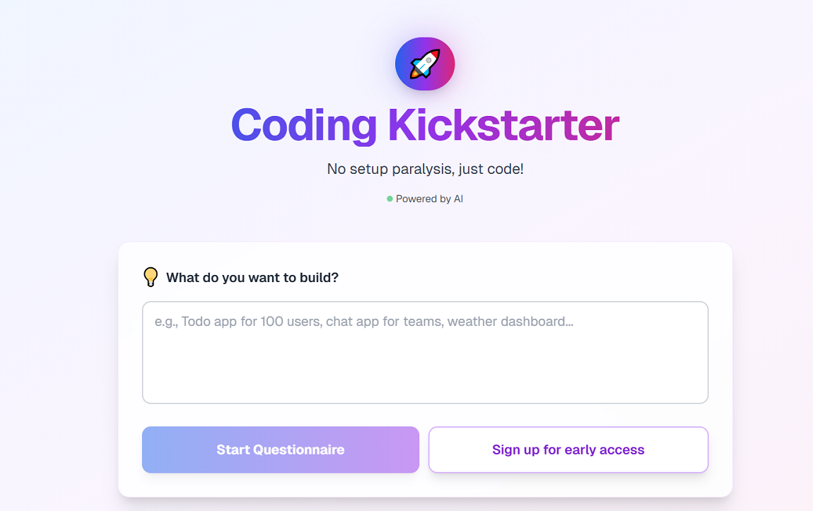 Coding Kickstarter - AI-Powered Setup Guides for Developers